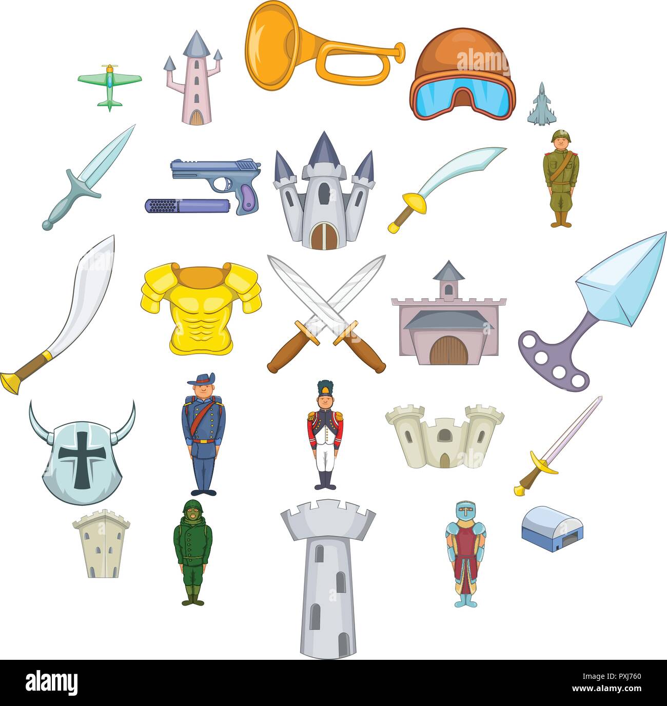 Warlike icons set, cartoon style Stock Vector Image & Art - Alamy
