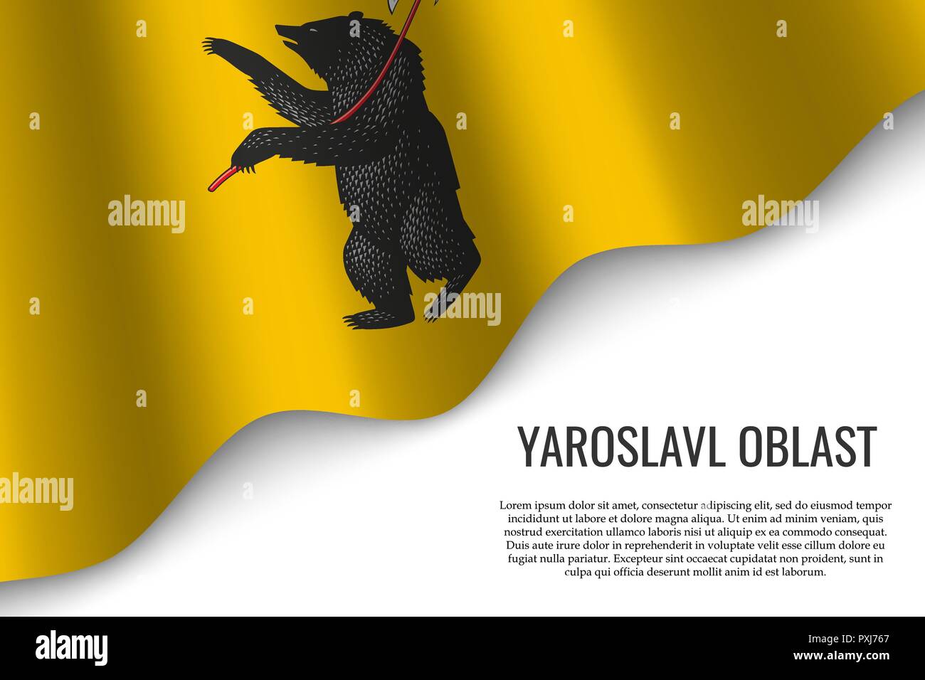 waving flag of Yaroslavl Oblast is a region of Russia on transparent ...