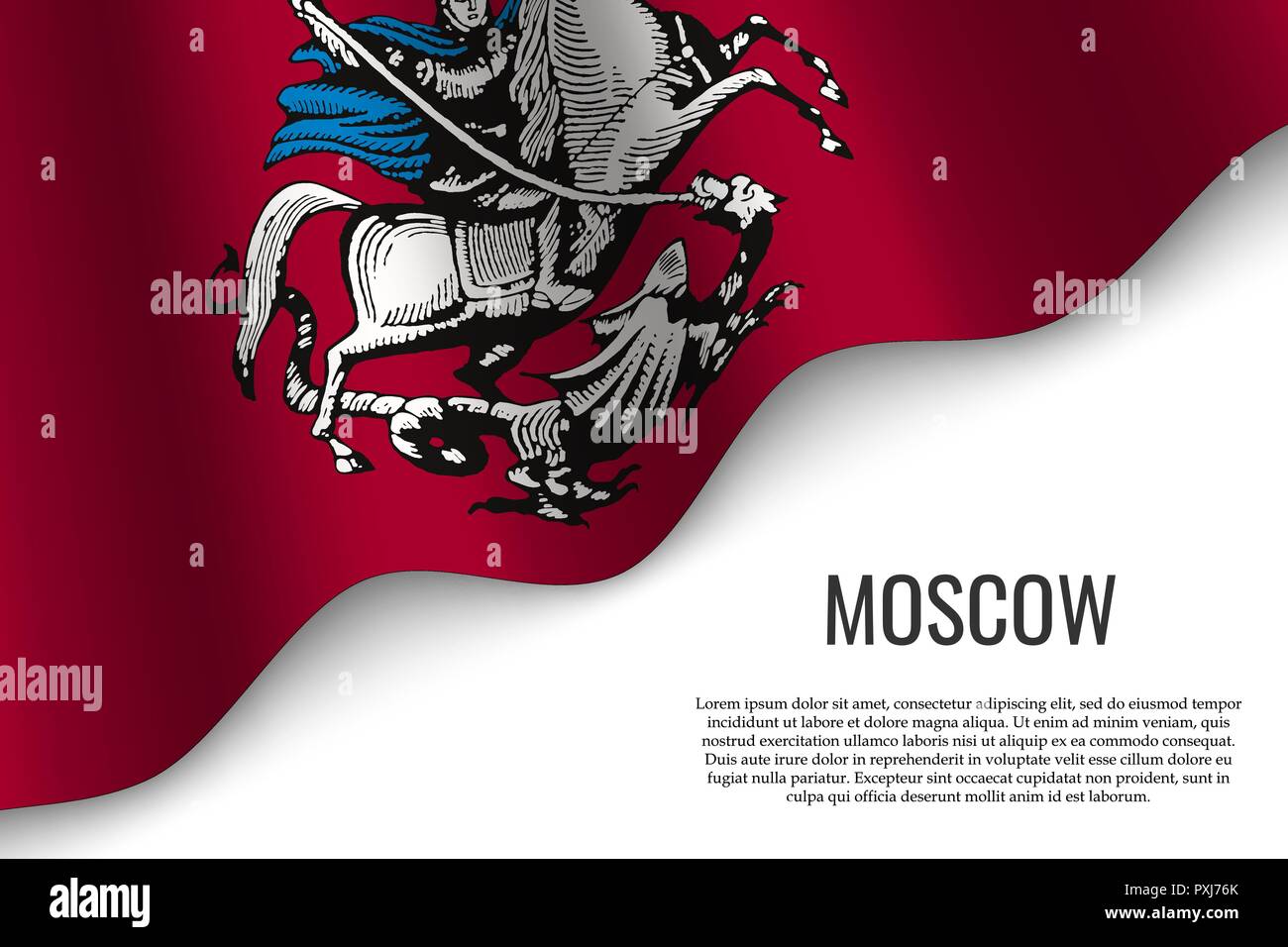 waving flag of Moscow is a region and city of Russia on transparent ...