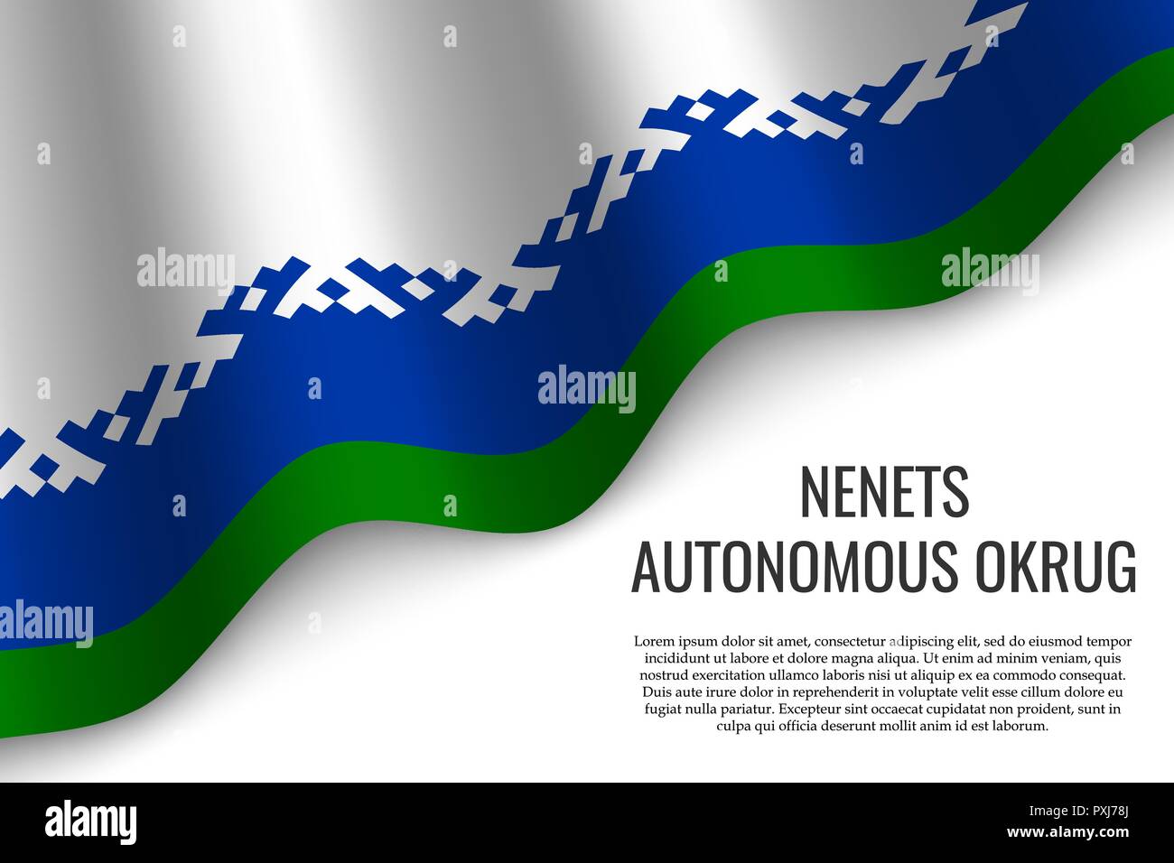 waving flag of Nenets Autonomous Okrug is a region of Russia on ...