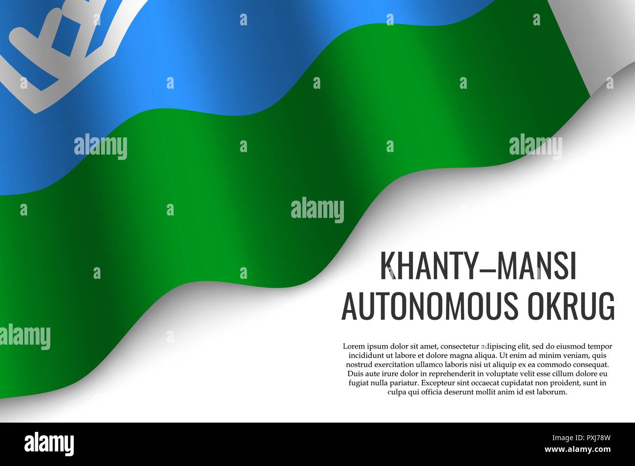 waving flag of Khanty–Mansi Autonomous Okrug is a region of Russia on ...