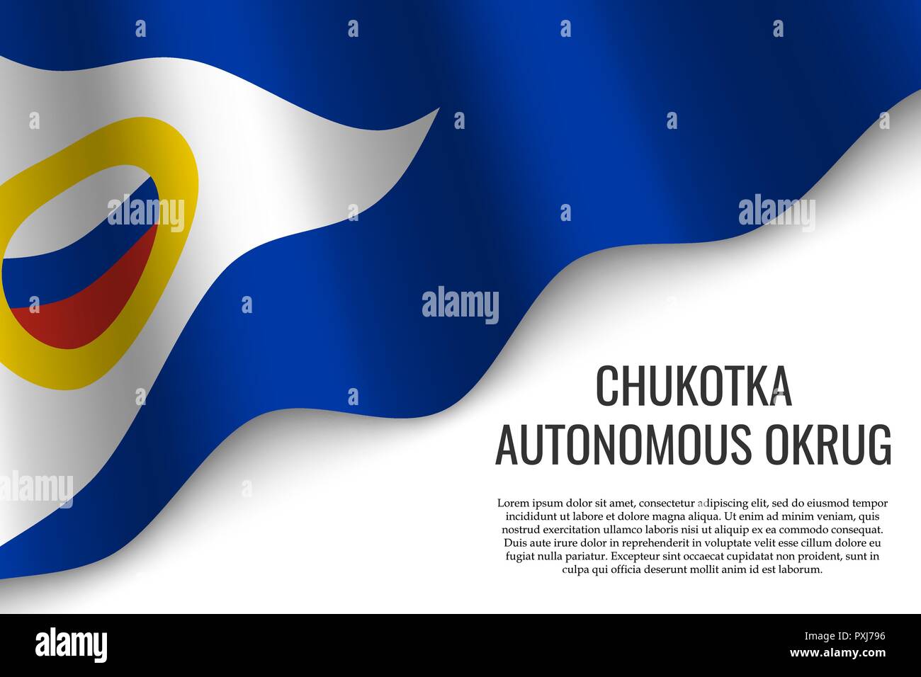 waving flag of Chukotka Autonomous Okrug is a region of Russia on ...