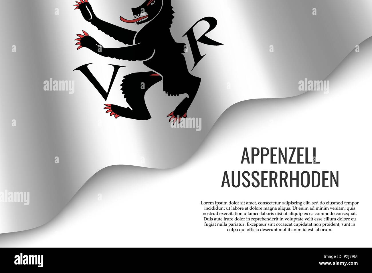 waving flag of Appenzell Ausserrhoden is a region of Switzerland on ...