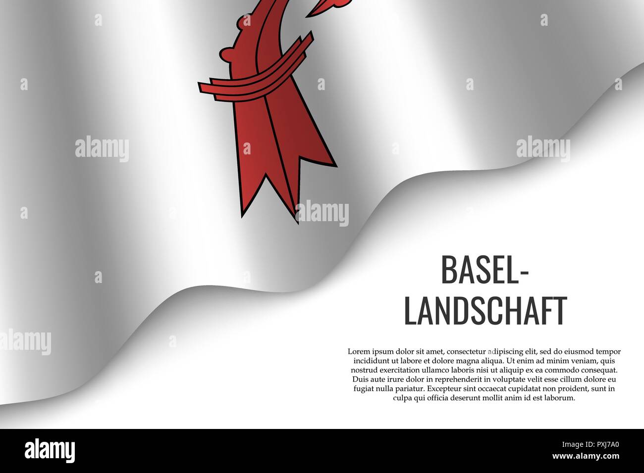 waving flag of Basel-Landschaft is a region of Switzerland on white ...