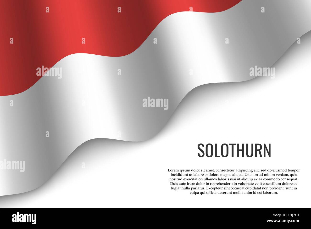 waving flag of Solothurn is a region of Switzerland on white background ...