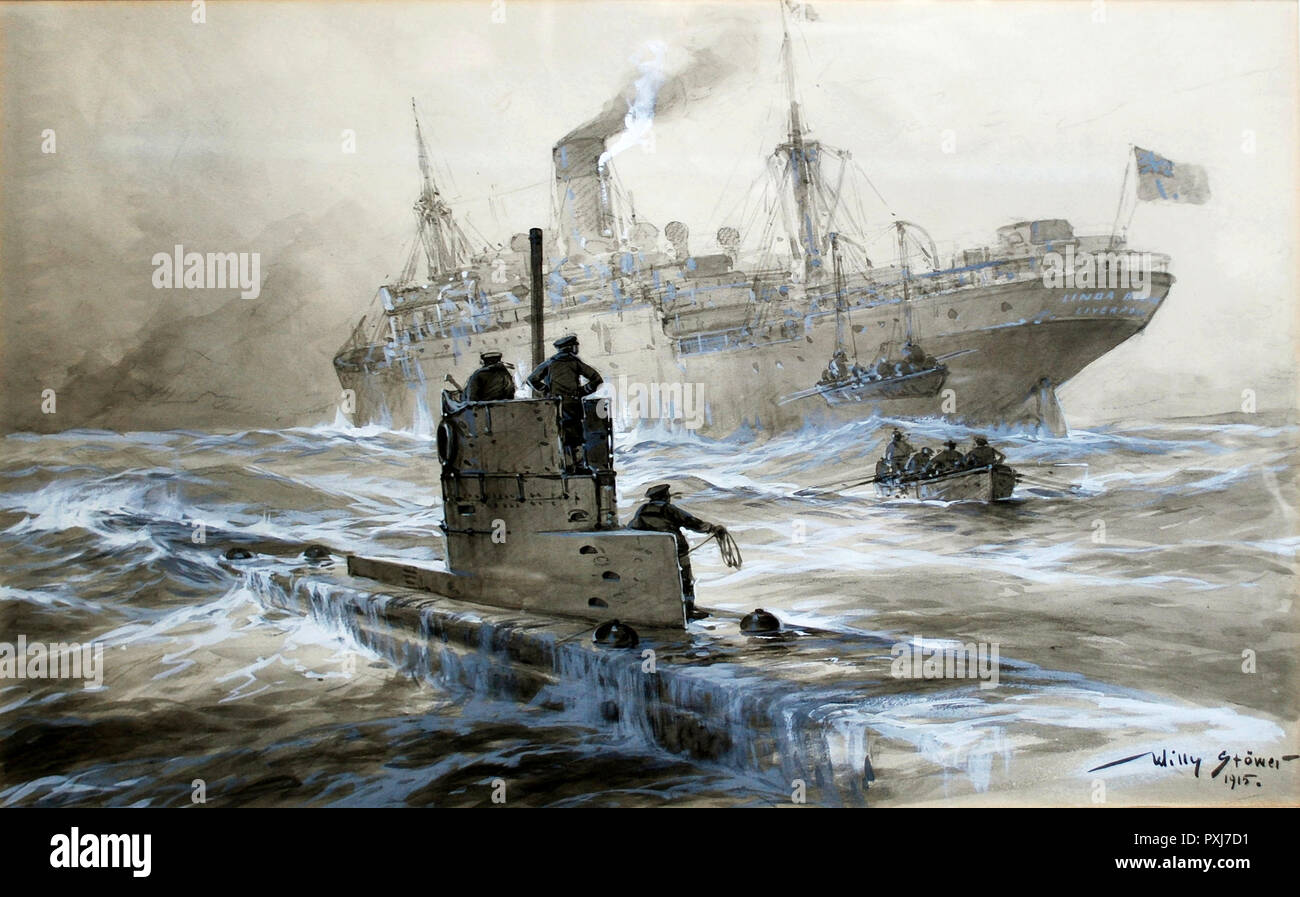 German submarine attack ww1 hi-res stock photography and images - Alamy