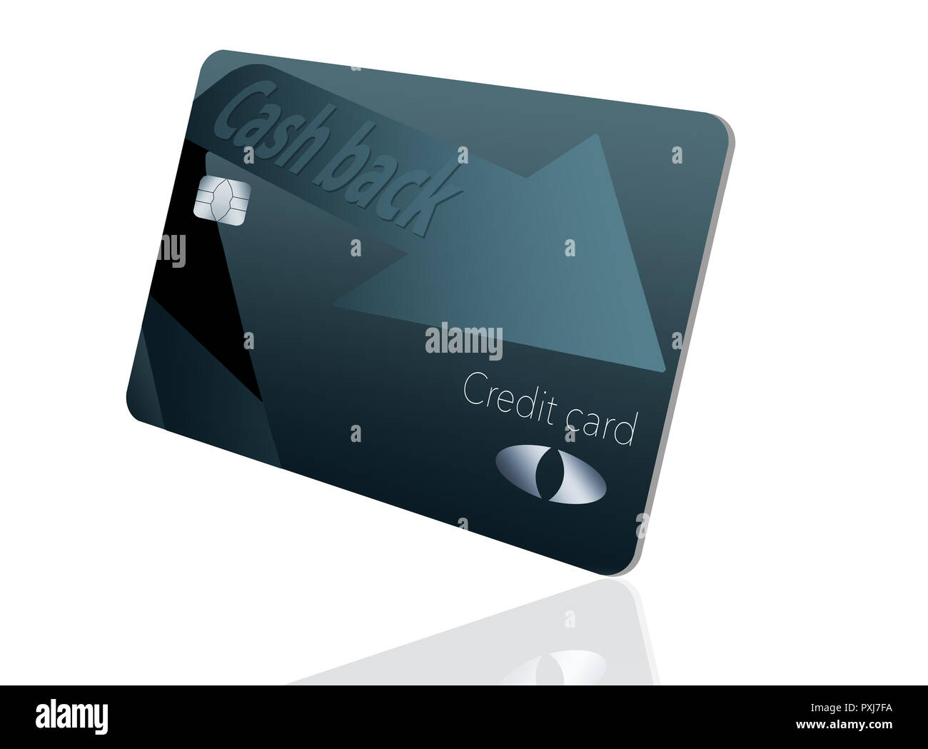 Here is a cash back rewards credit card. It is blue and black with an ...