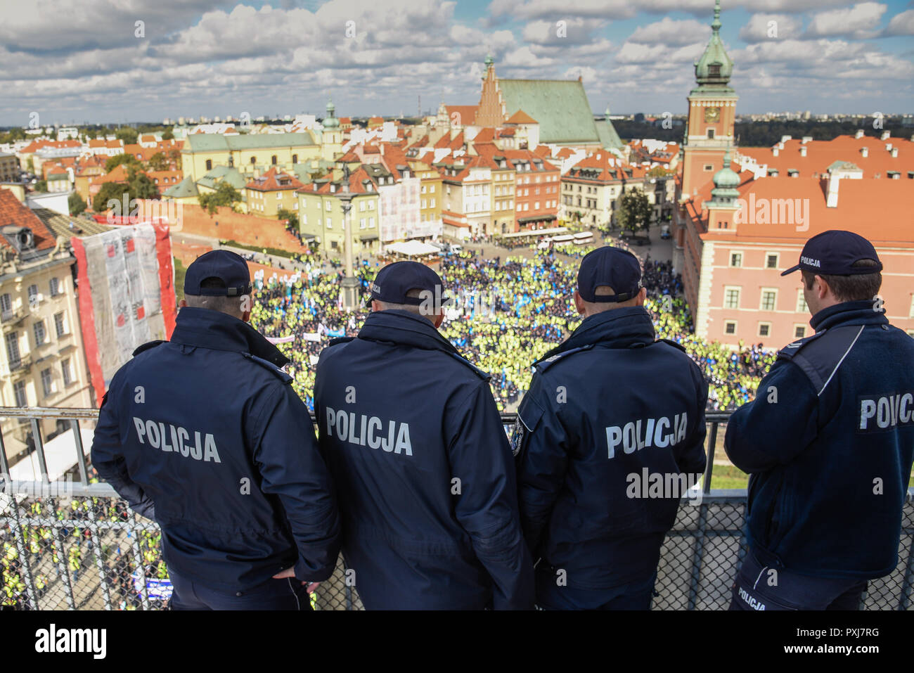 Warsaw / Poland - October.02.2018: Group of police officers with police ...