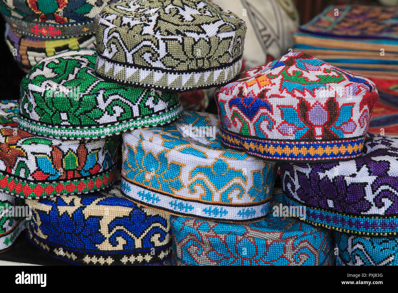 Uzbekistan; Bukhara; traditional caps, headware Stock Photo - Alamy