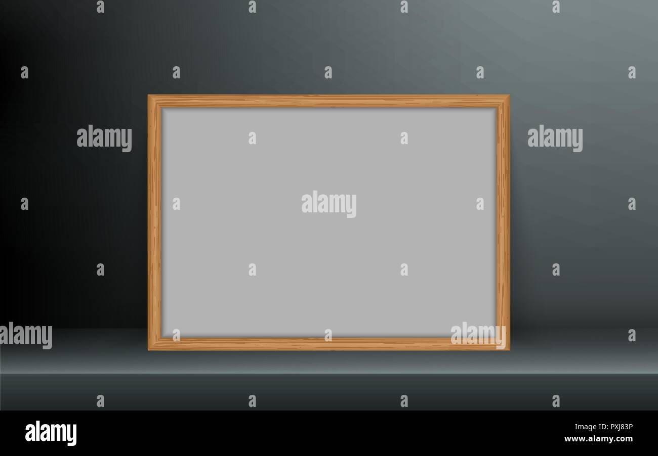 Wooden photo frame with shadow. Vector illustration Stock Vector Image ...