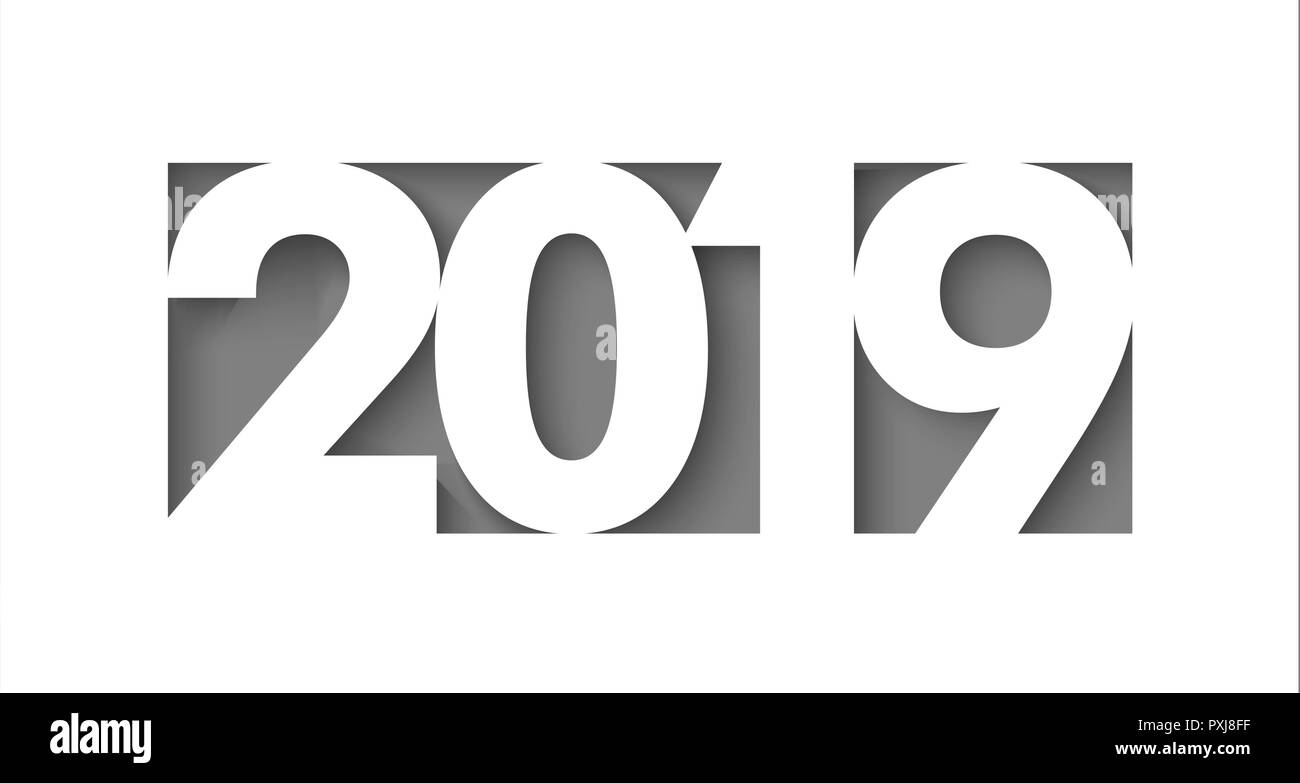 Happy new year 2019 cut paper background. Vector brochure design ...