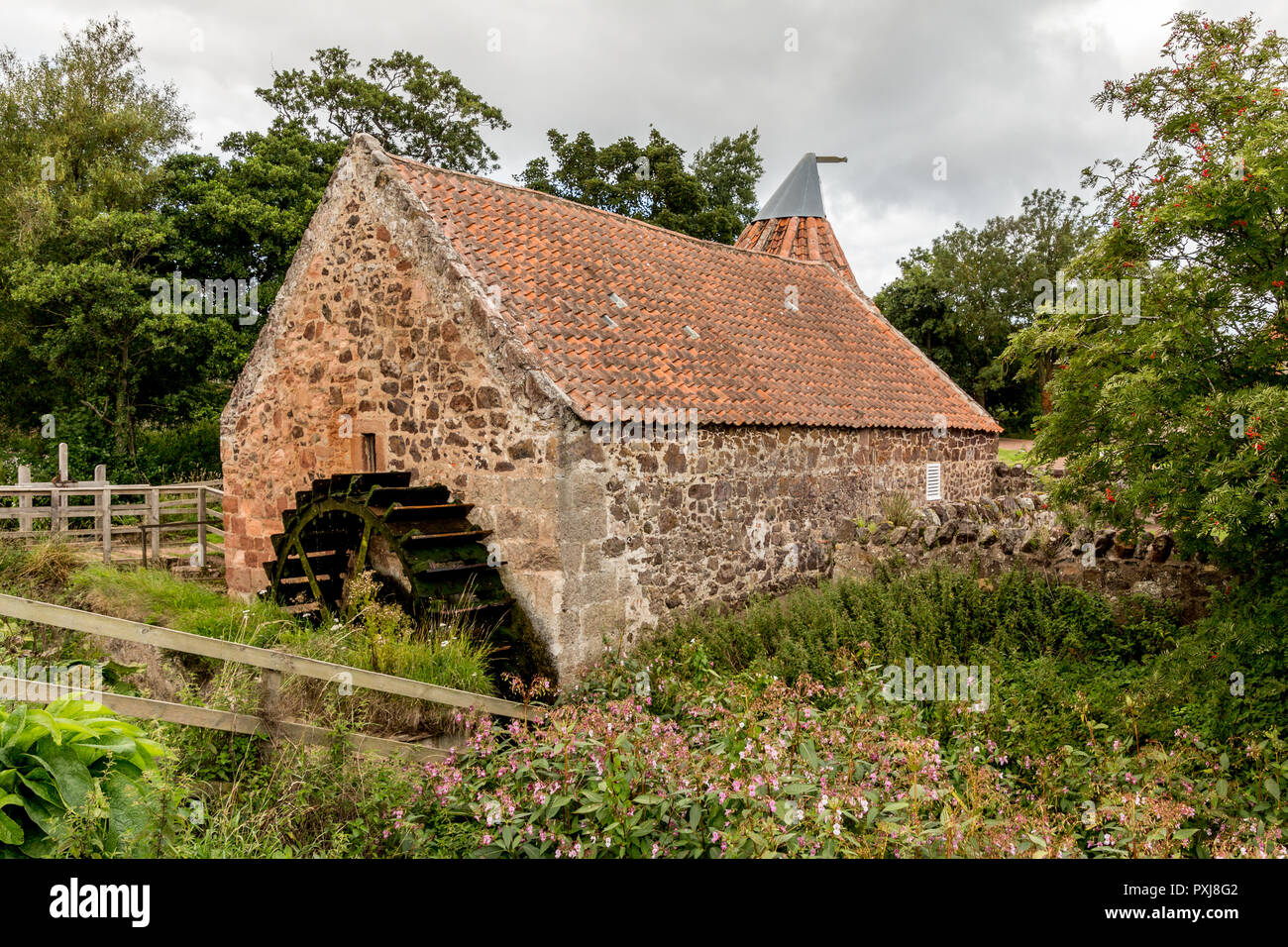 The undershot waterwheel and buildings at Preston Mill, East Linton ...