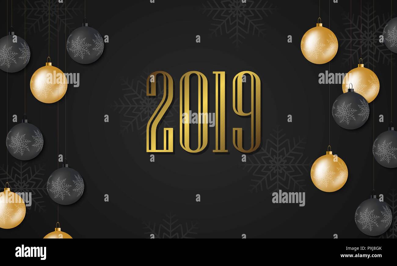 2019 New Year background. Festive premium design template for holiday ...
