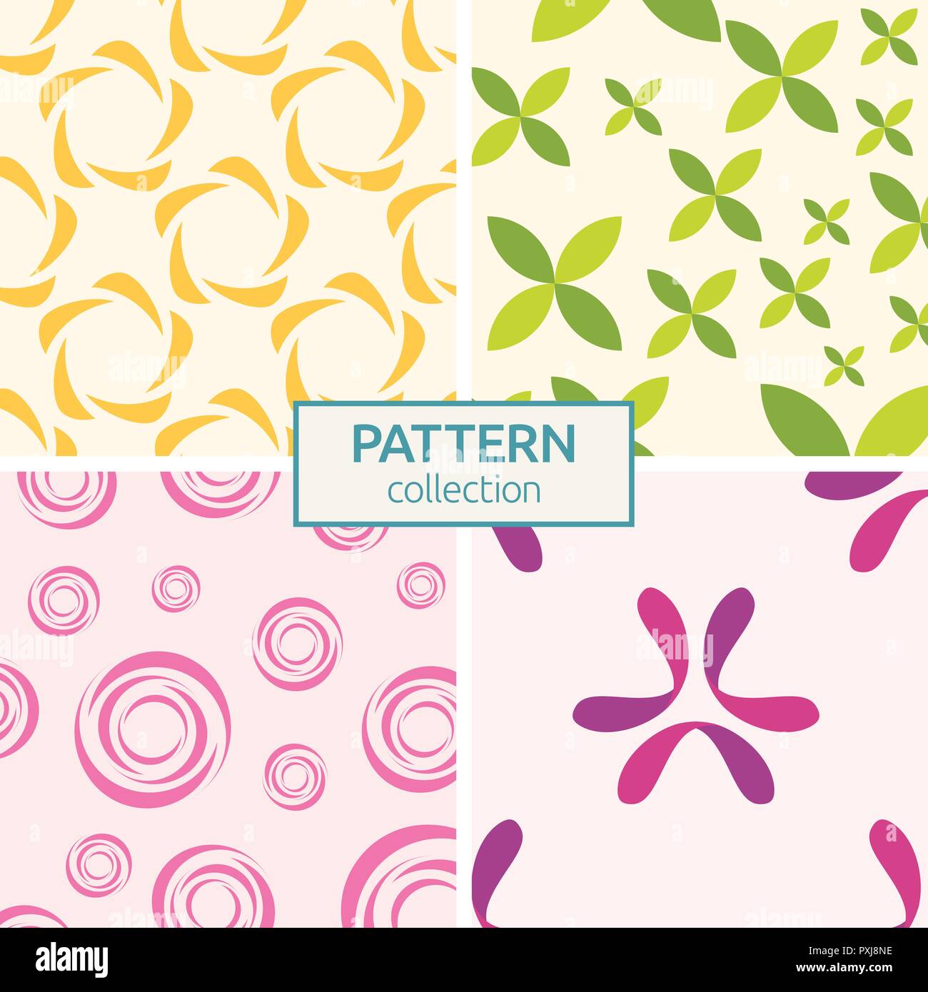 Set of four seamless fashion colorful patterns. Abstract geometric ...