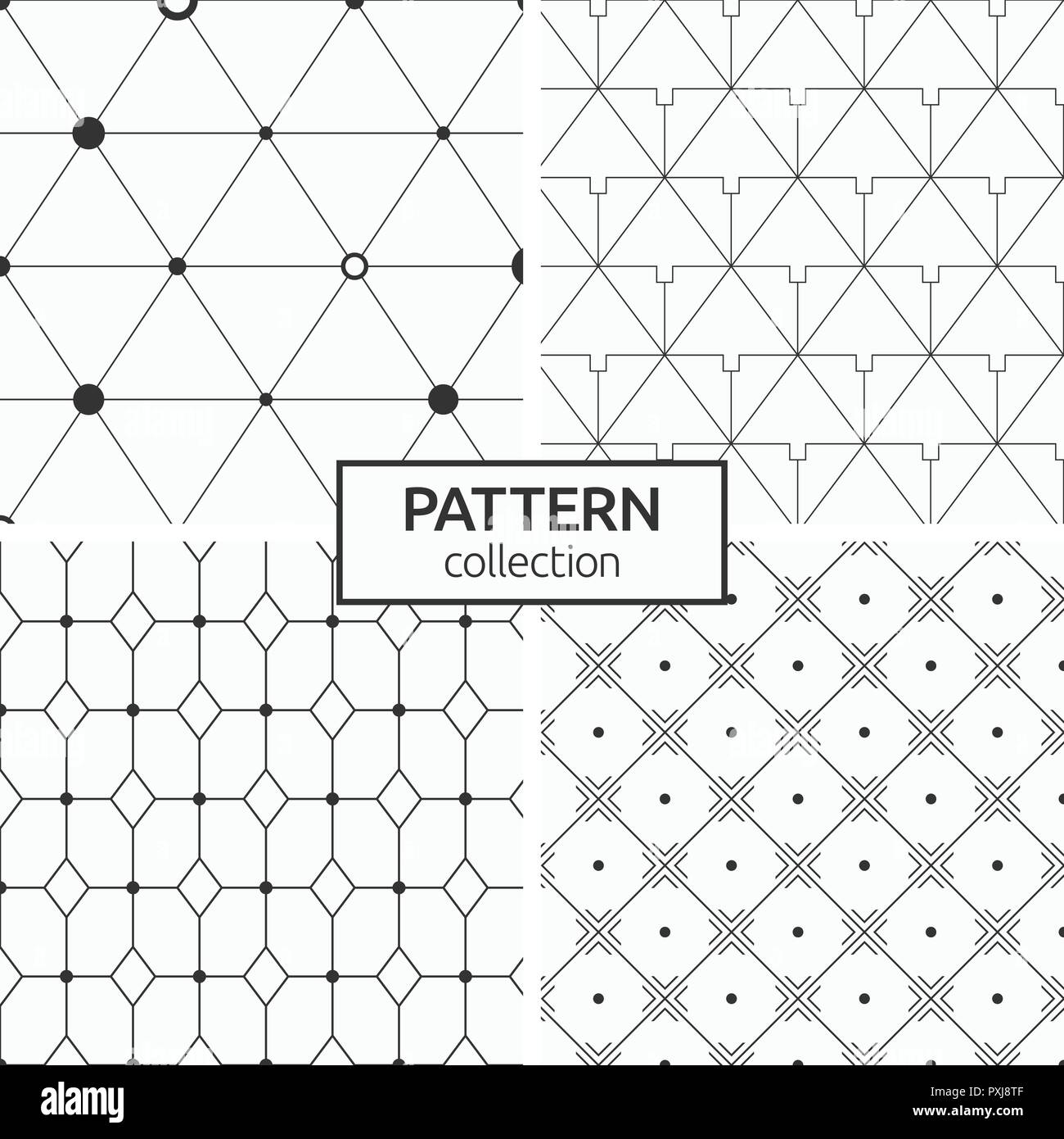 Set of four seamless patterns. Abstract geometric trendy vector ...