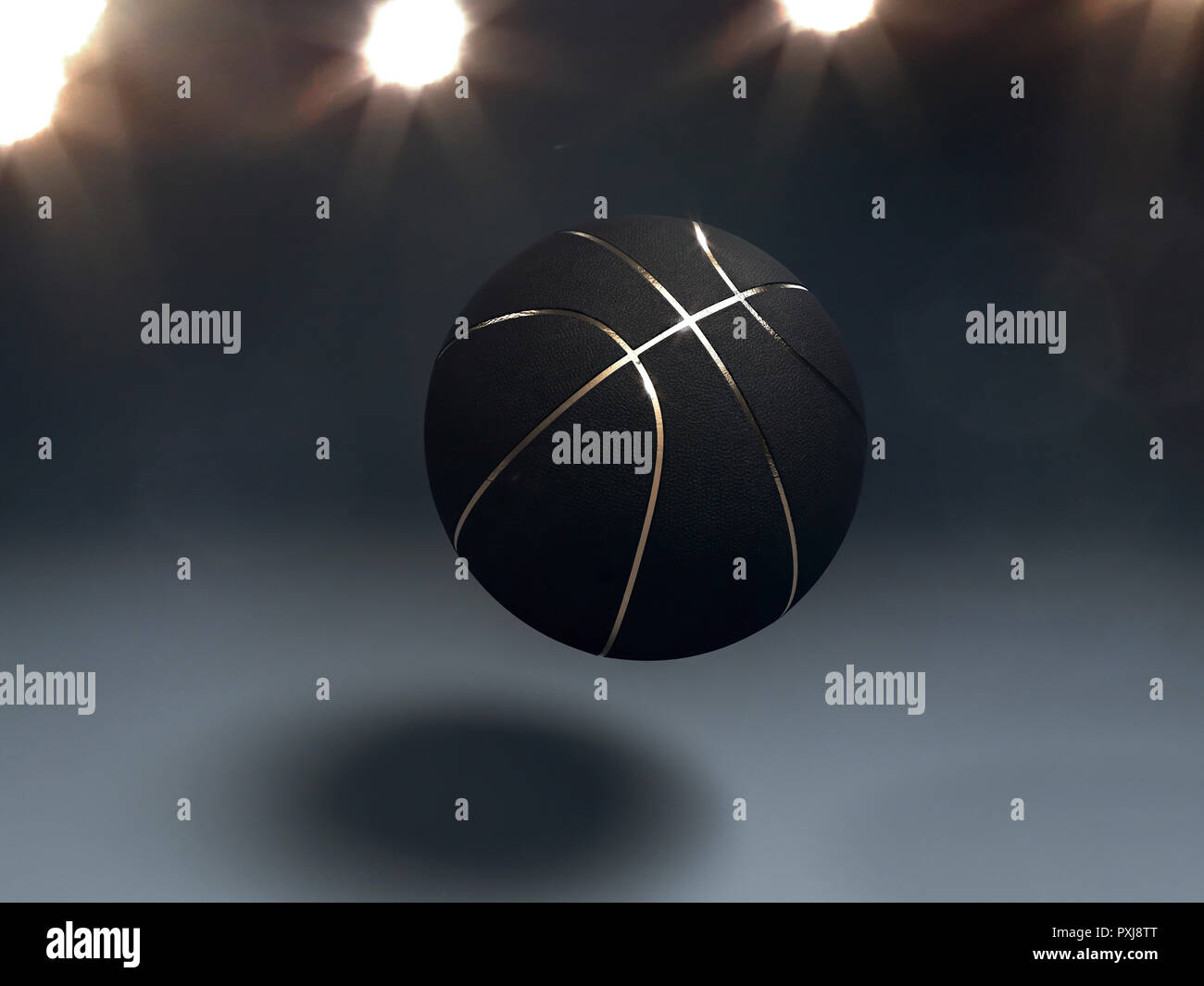 Basketball close-up on black background with bokeh, spotlights Stock ...