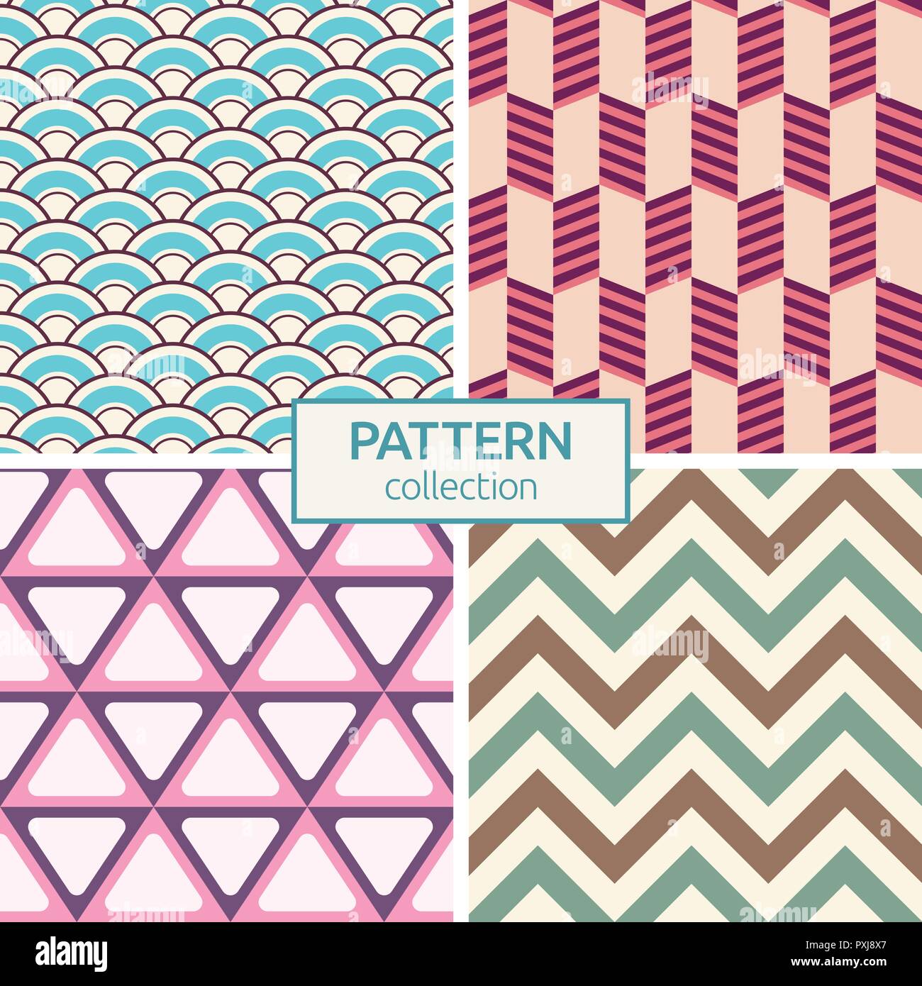 Set of four color seamless patterns. Modern stylish textures of ...