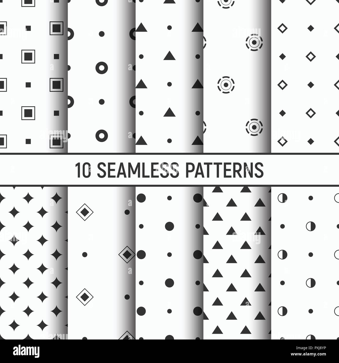Set of ten seamless patterns. Abstract geometrical trendy vector ...