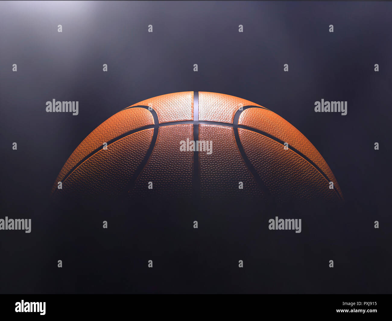 Basketball close-up on black background with bokeh, spotlights Stock ...