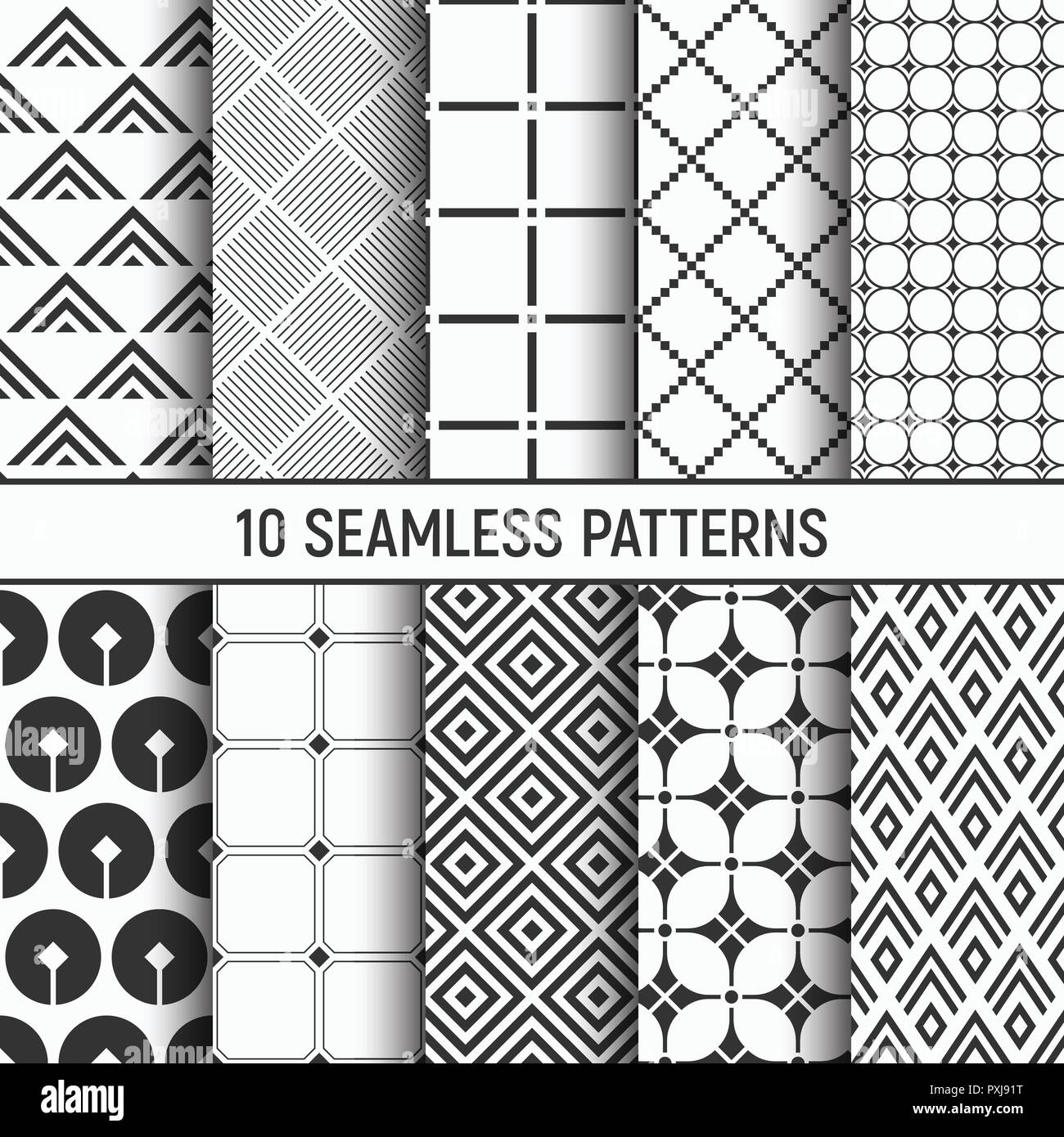 Set of ten seamless patterns. Abstract geometrical trendy vector ...