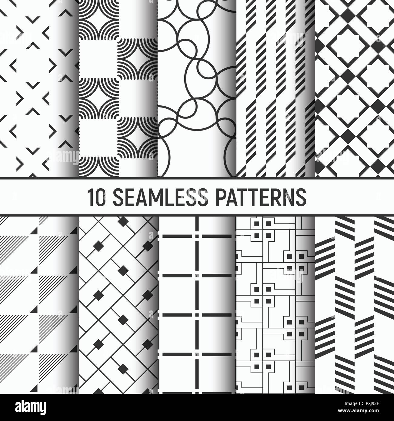 Set of ten seamless patterns. Abstract geometrical trendy vector ...