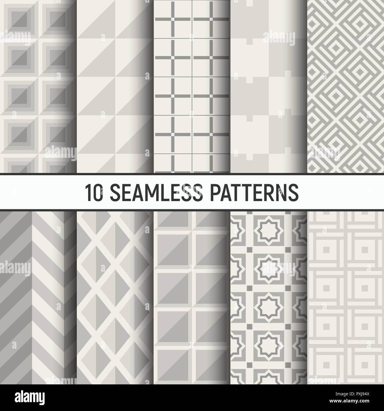 Set of ten seamless patterns. Abstract geometrical trendy vector ...