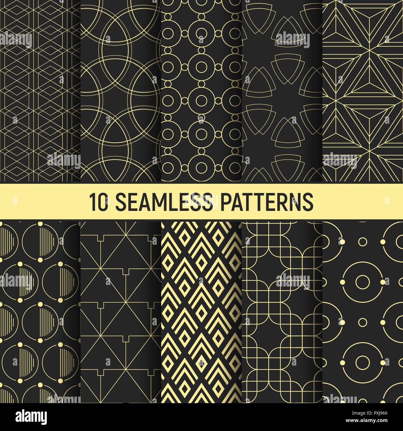 Set of ten seamless patterns. Abstract geometrical trendy vector ...