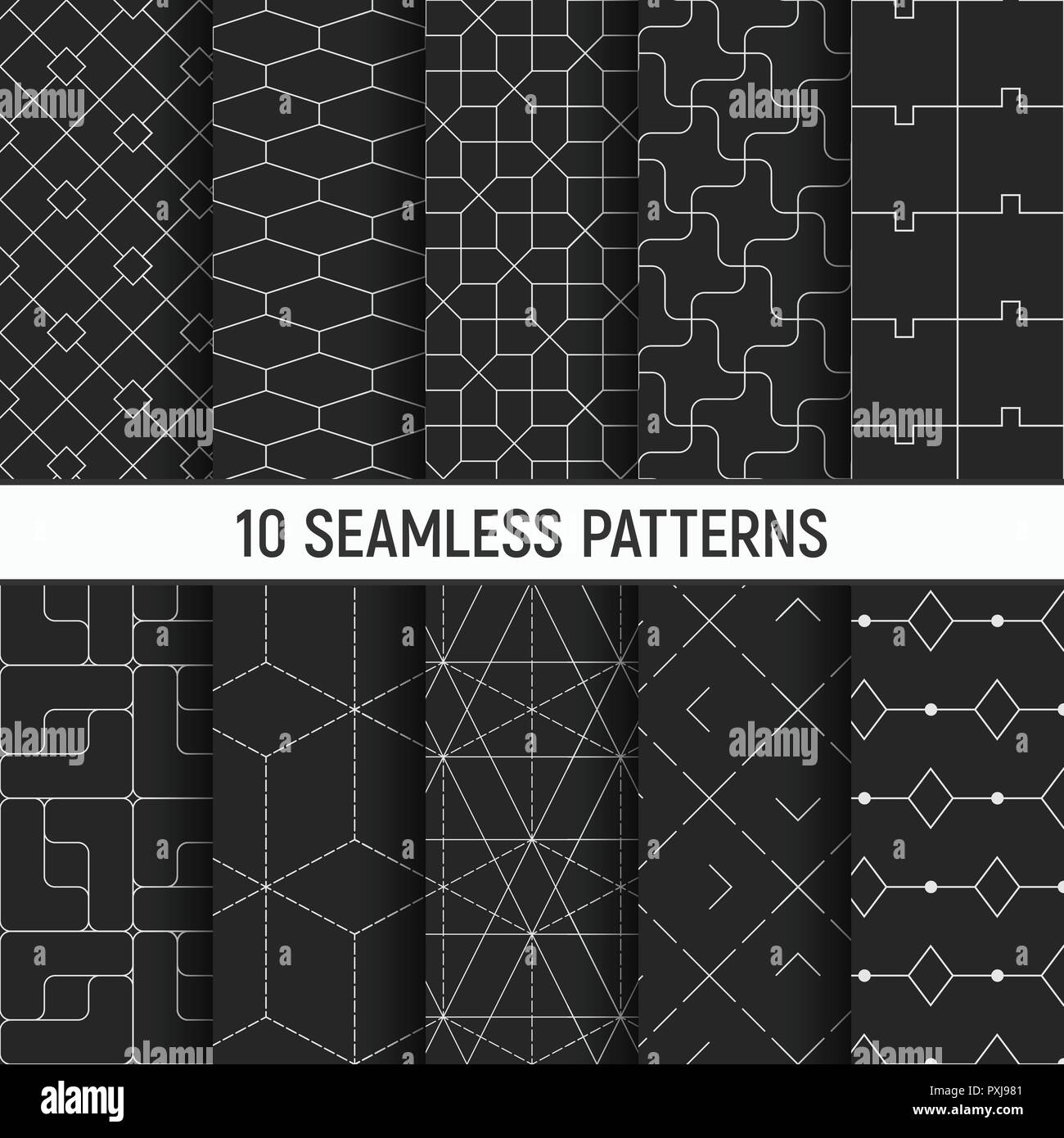 Set of ten seamless patterns. Abstract geometrical trendy vector ...