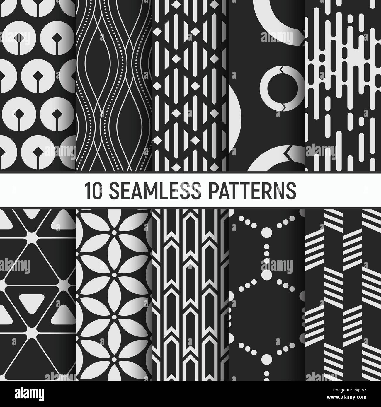 Set of ten seamless patterns. Abstract geometrical trendy vector ...