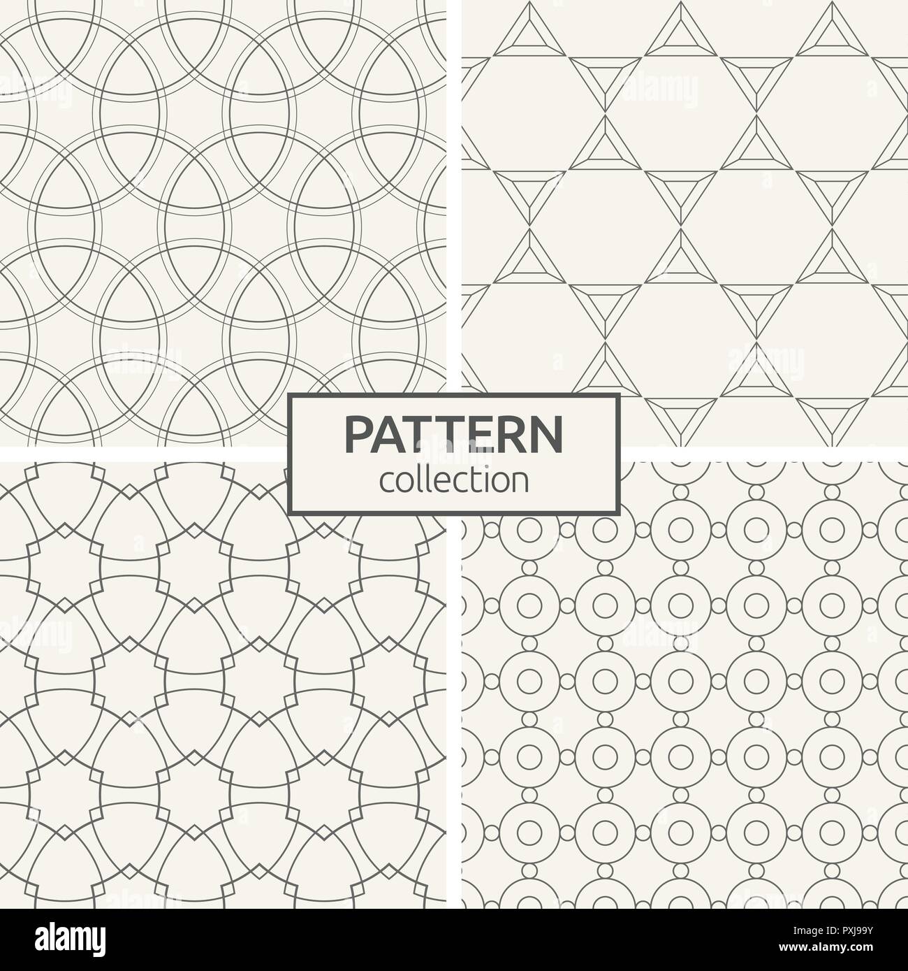 Set Of Four Seamless Patterns Abstract Geometrical Trendy Vector Backgrounds Linear Style