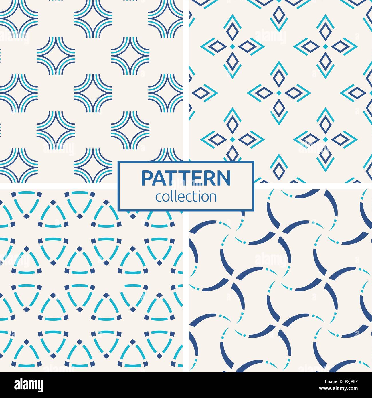 Set of four vector seamless patterns. Abstract geometric trendy color ...
