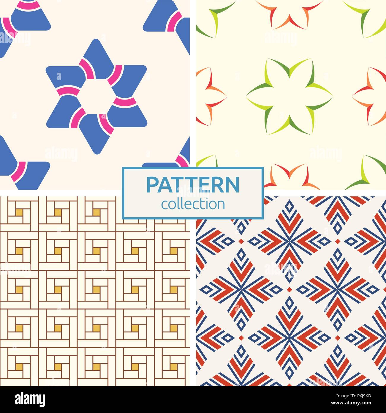 Set of four vector seamless patterns. Abstract geometric trendy color ...