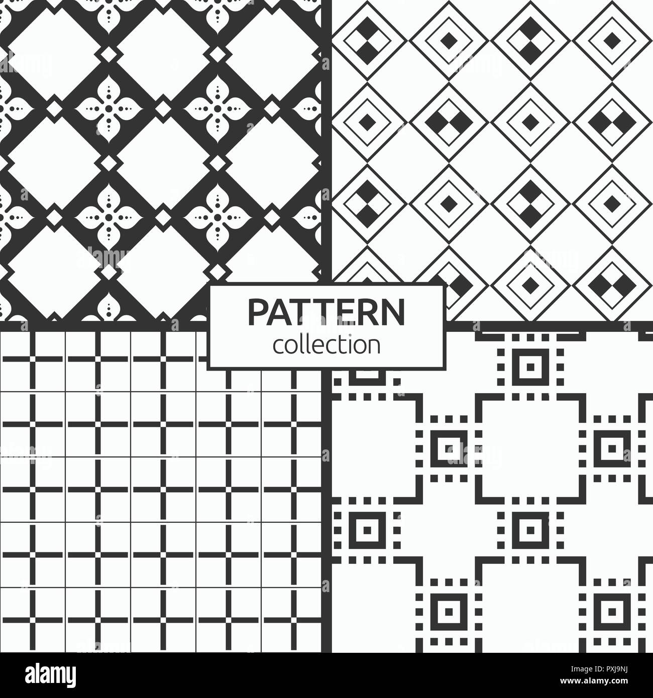 Set of four seamless patterns. Abstract geometric trendy vector ...