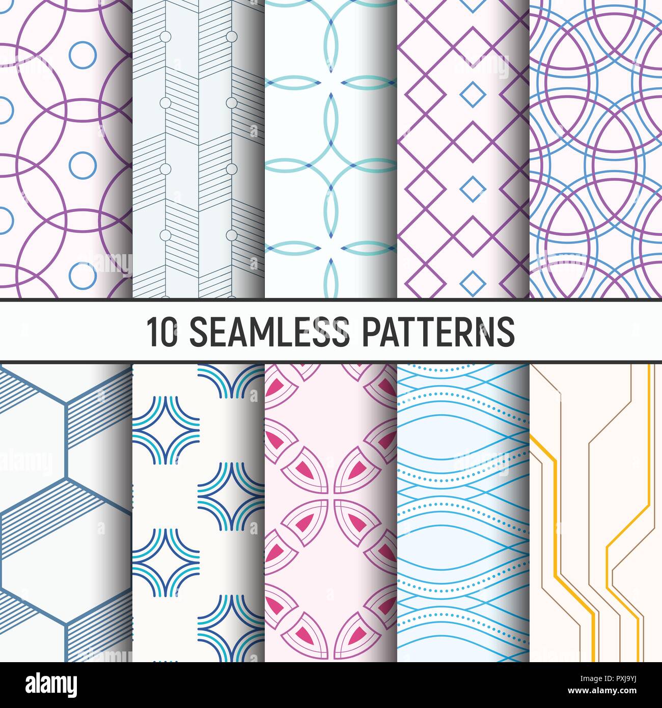 Set of ten seamless patterns. Abstract geometrical trendy vector color ...