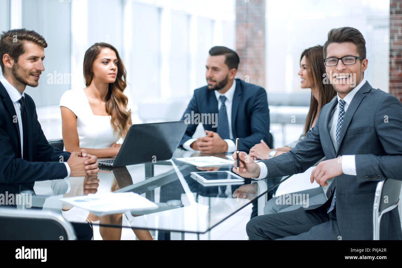 successful business team sitting at the office Desk.the concept of ...
