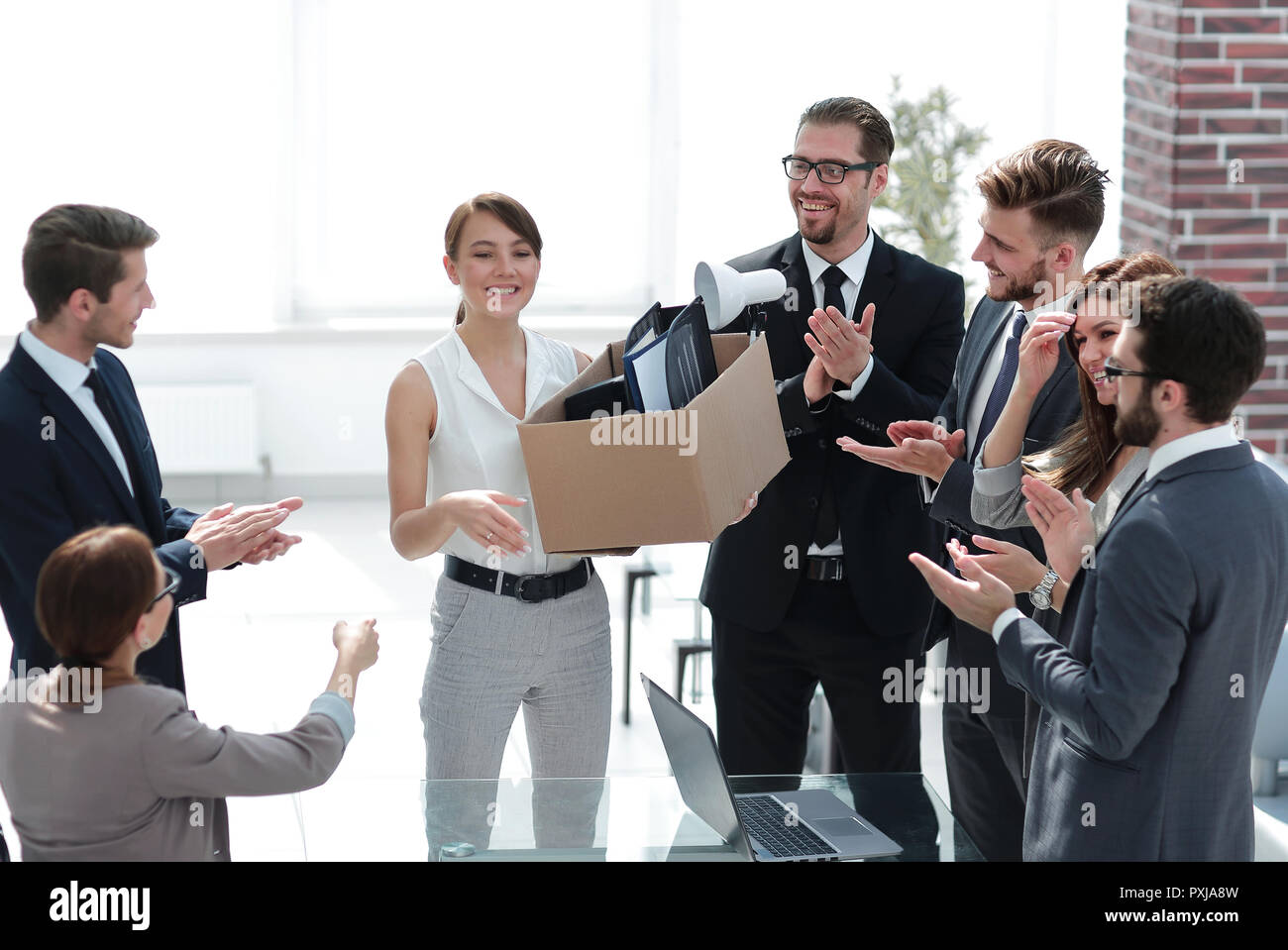 boss and business team meet new employee.photo with copy space Stock ...