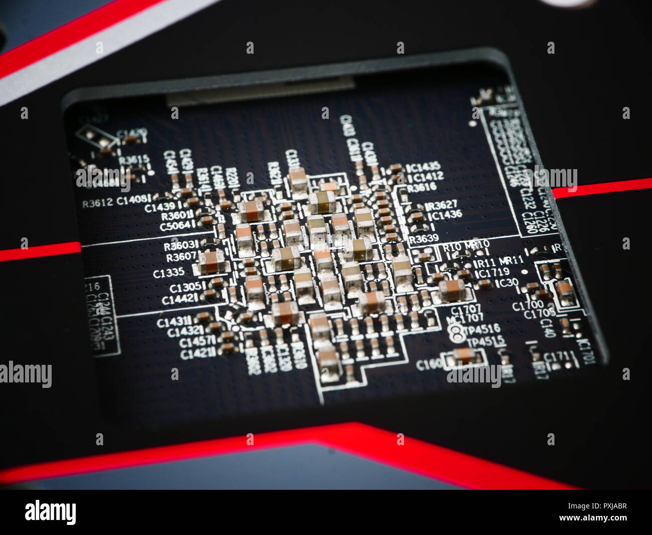 Electronic printed circuit board, digital background of GPU processing ...