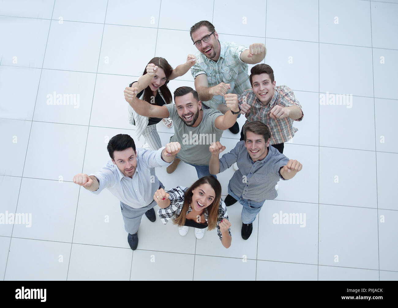 top view. the business team shows its success.teamwork Stock Photo - Alamy