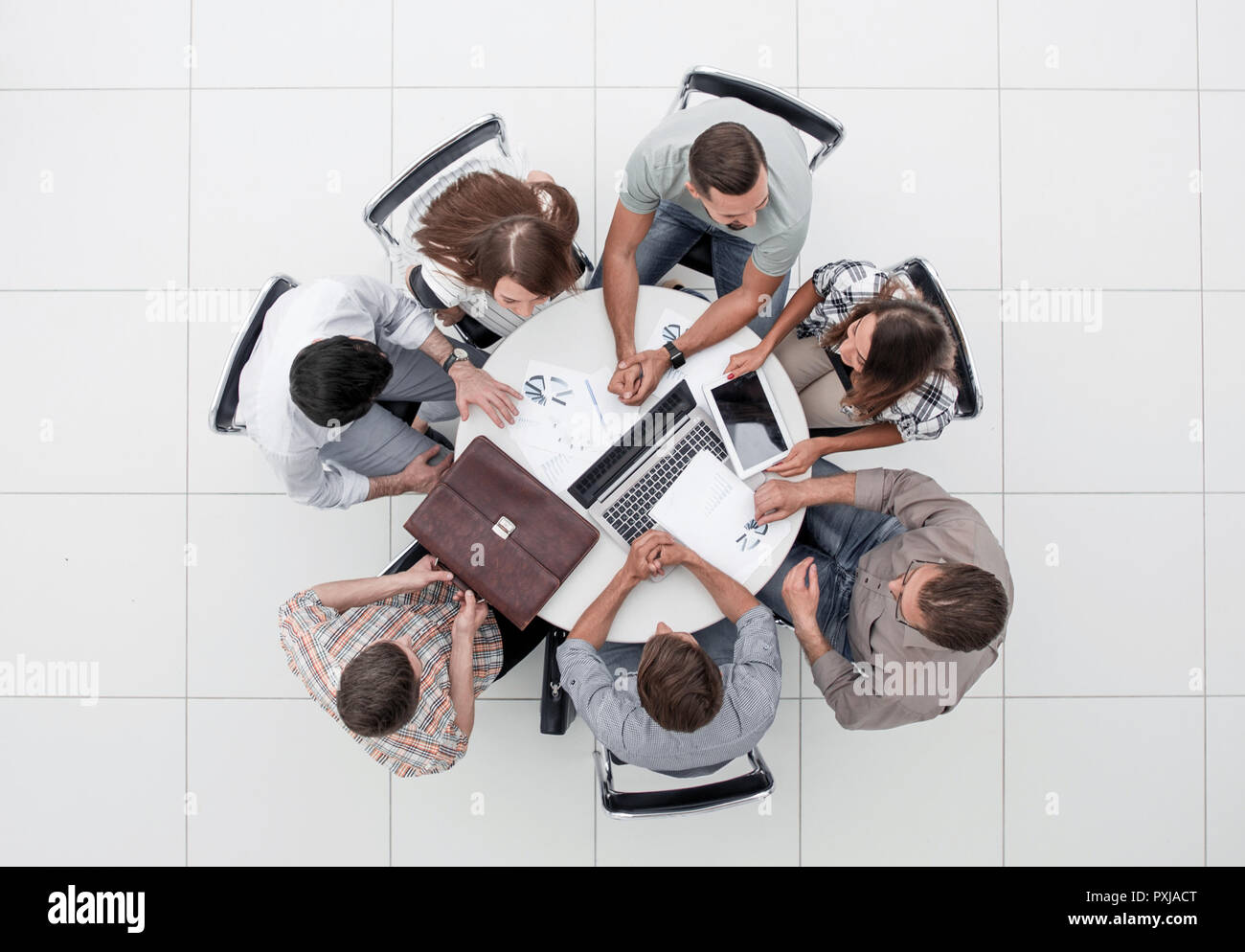 top view.the business team holds a round table. the concept of teamwork ...
