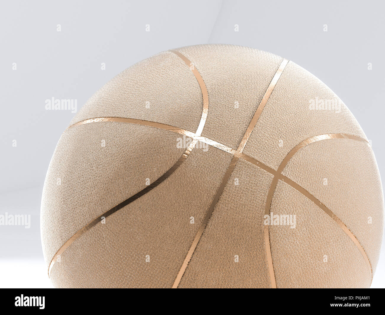Gold metalic Basketball close-up on bright studio background Stock ...