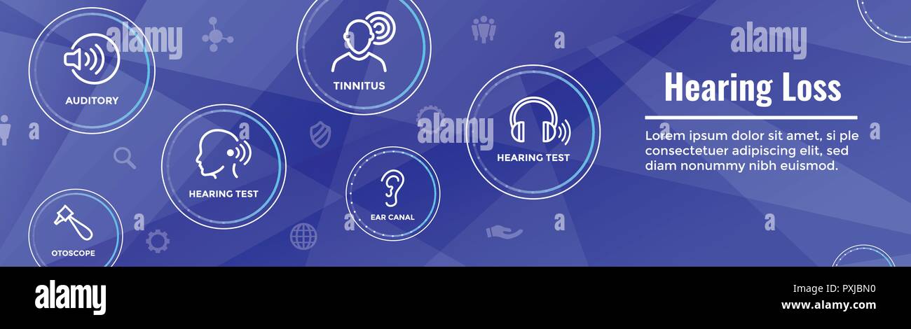 Hearing Aid / loss Web Header Banner with Sound Wave Images Set Stock ...