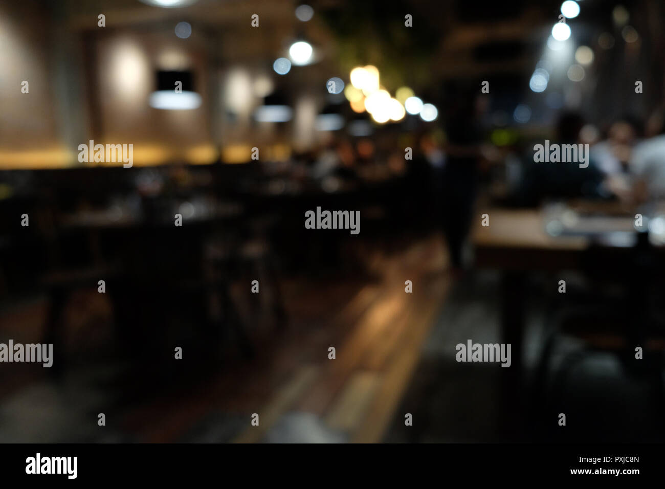 Coffee shop blur background with bokeh light with vintage filter Stock ...