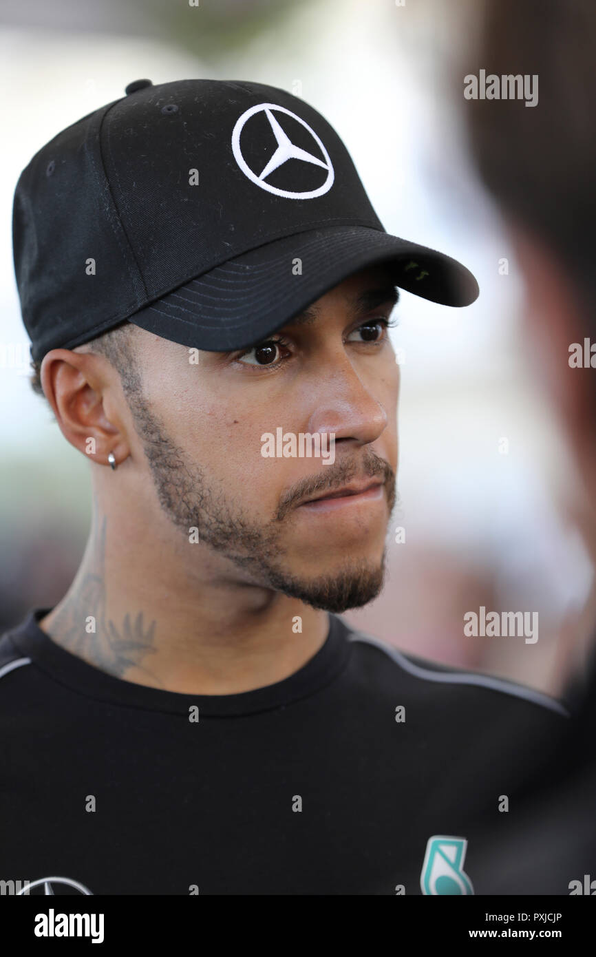 Lewis Hamilton in interview with TVs and radios Stock Photo - Alamy