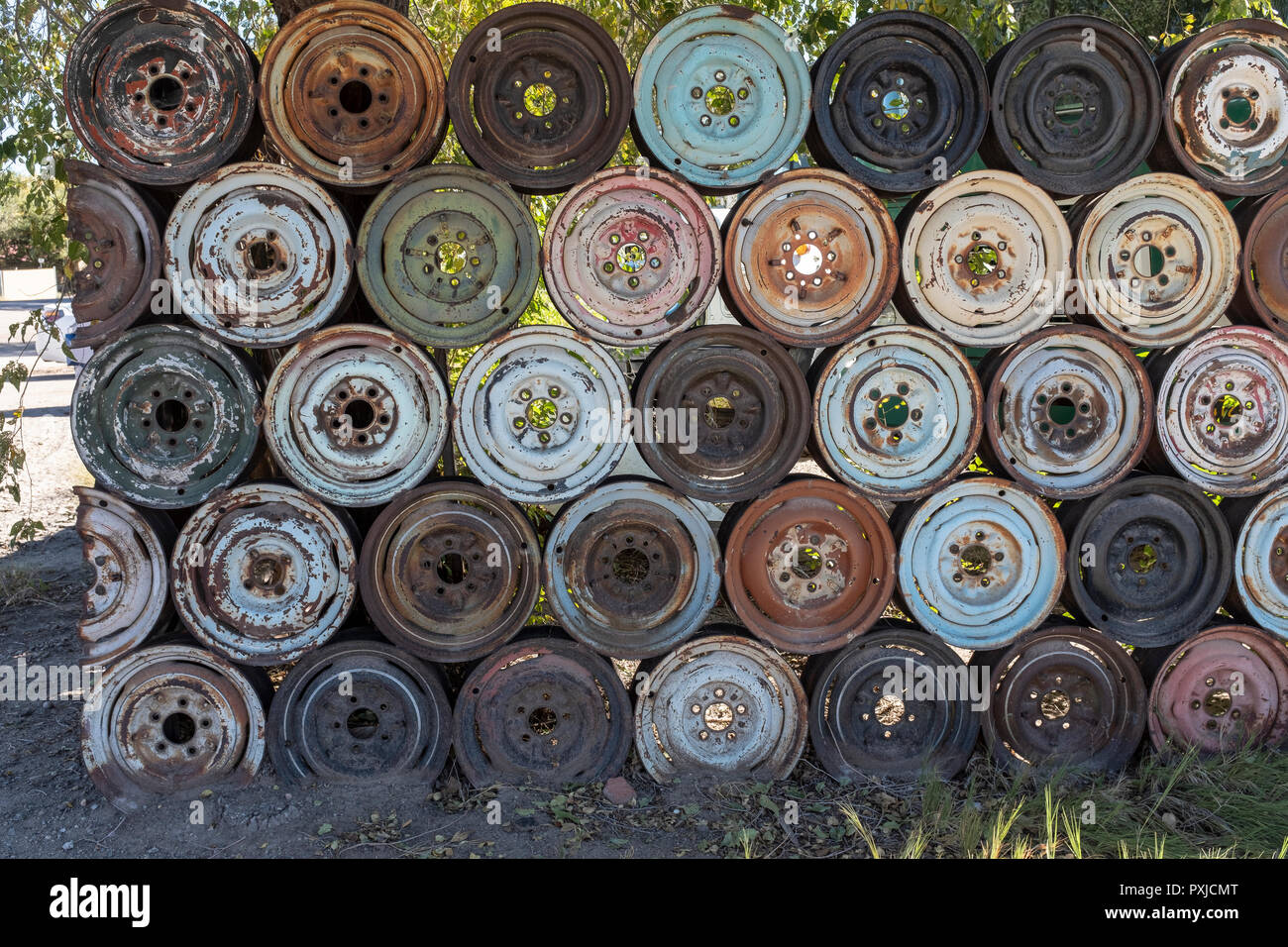 wall of automotive rims Stock Photo - Alamy