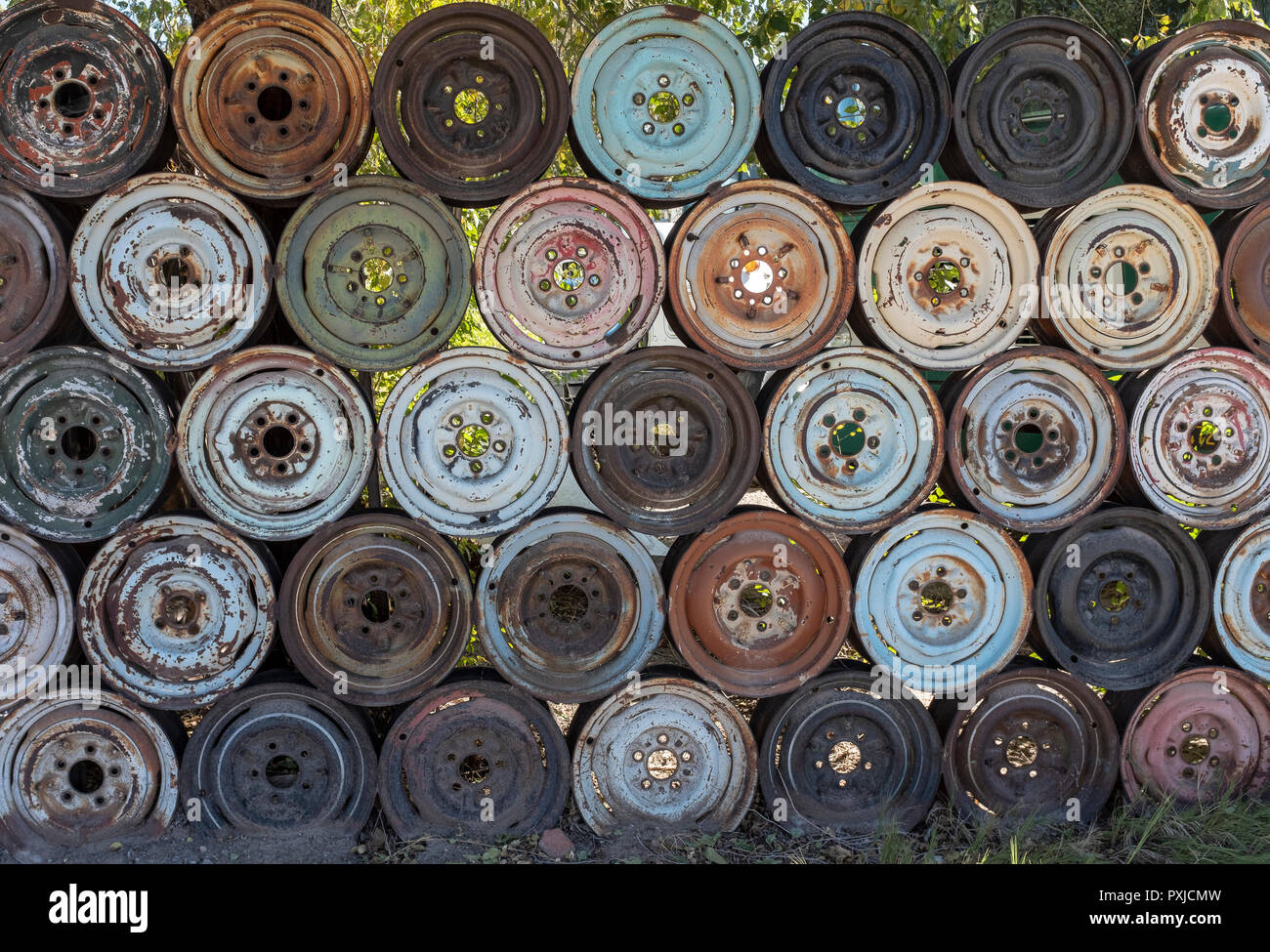 wall of automotive rims Stock Photo - Alamy