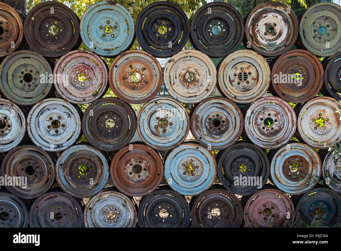 wall of automotive rims Stock Photo - Alamy