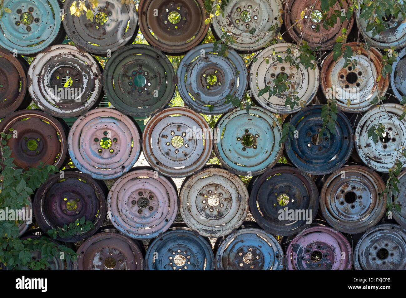 wall of automotive rims Stock Photo - Alamy