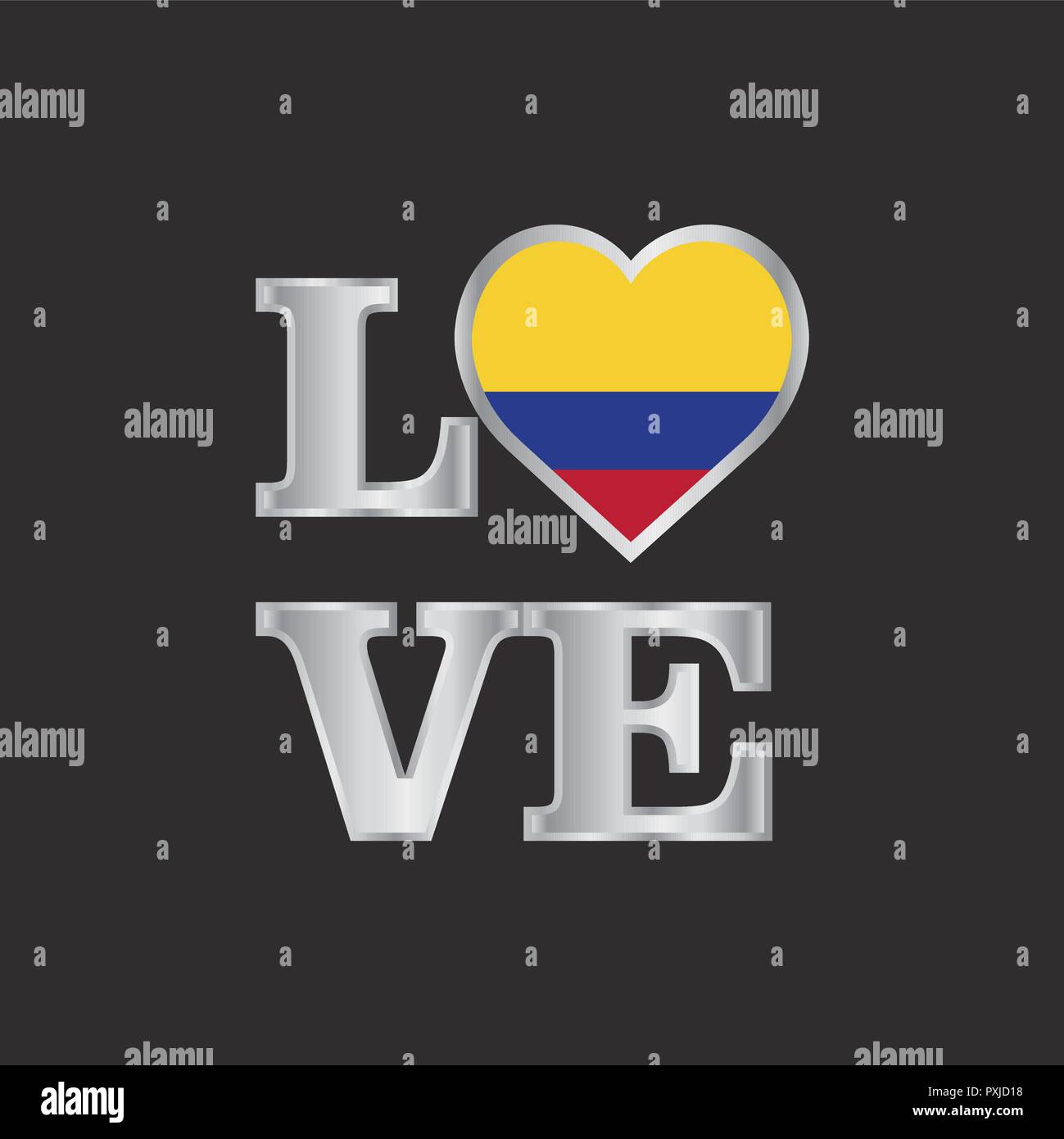 Love typography Colombia flag design vector beautiful lettering Stock ...