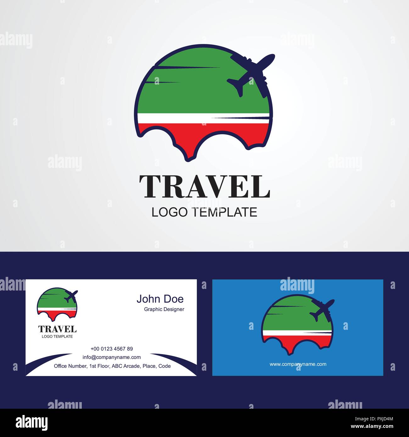 Travel Chechen Republic Flag Logo and Visiting Card Design Stock Vector ...