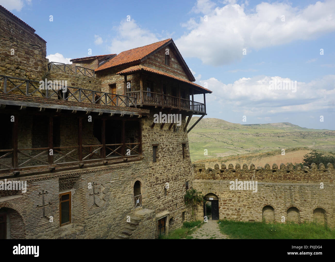 Monastery David Gareja Wall and Watchtower View with Blue Sky Stock ...